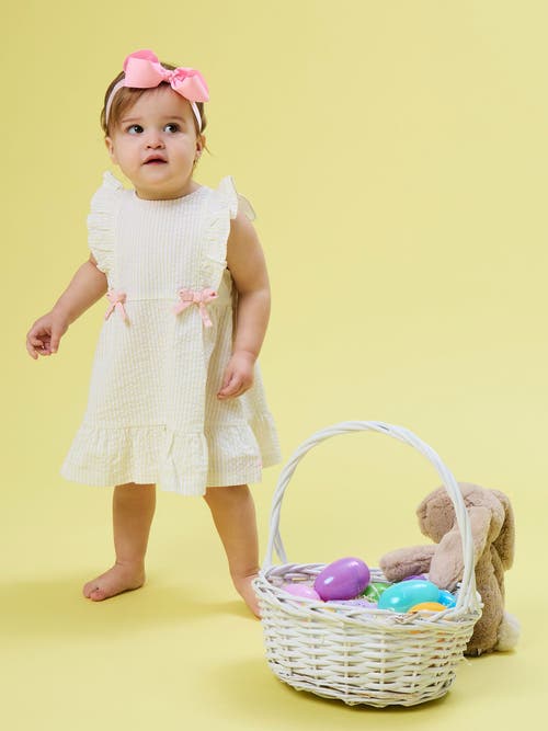 RUFFLEBUTTS Sleeveless Pinafore Bow Dress